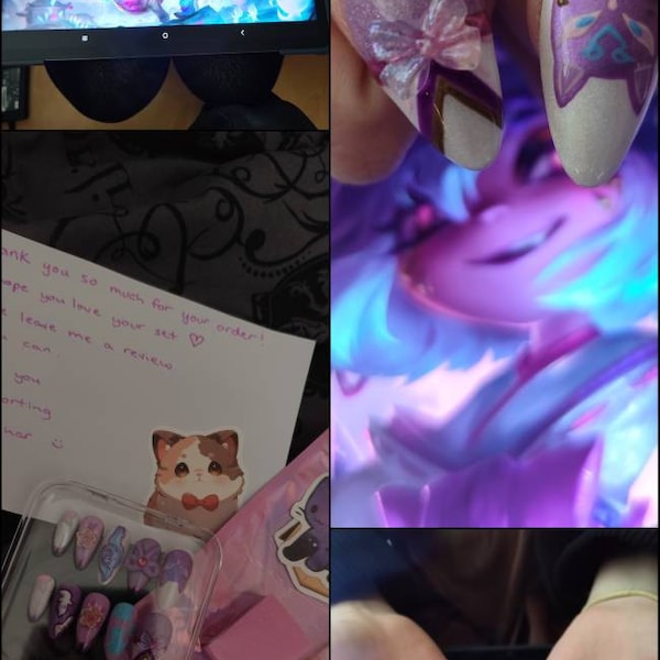 League of Legends Nami Press on Nails | Nami Handpainted Nail Art - Etsy