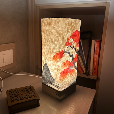 Japanese Paper Lamp, Japanese Decor Home. Modern Square Lamp Printed on ...