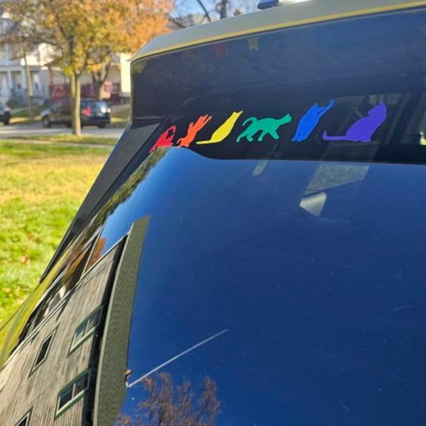 Rainbow Cats Car Decal, Cat Laptop Decal, Rainbow Decal, Cat Rainbow ...