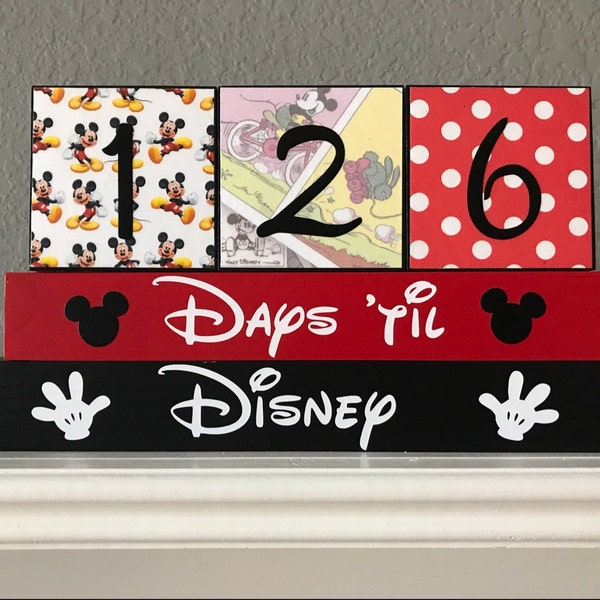 Disney Countdown Blocks, Four Cube Set With Days 'til and Disney Block ...