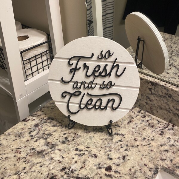 So Fresh & so Clean, Bathroom Sign, Farmhouse Bathroom Sign, Wood Sign ...