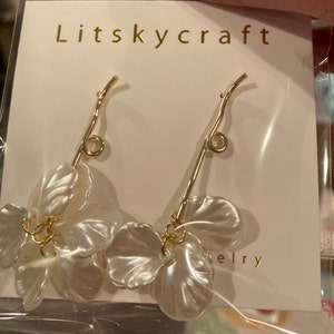 14K Gold Forget Me Not Resin Flower Earrings, Handmade Pressed Real ...