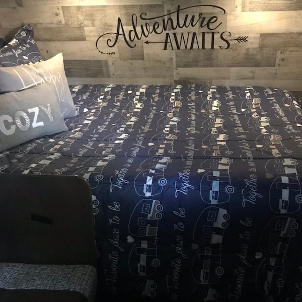 Adventure Awaits Wall Decal Vinyl Quote Adventure Themed Room Decor Kid ...