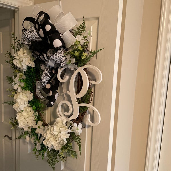 Custom Wreath Letters Wooden Initials for Door Sign Decor - Wreath ...