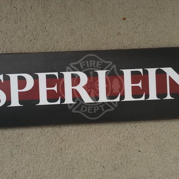 Firefighter Name Sign, Firefighter Decor, Family Name, Fireman Decor ...