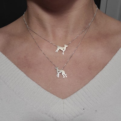 Tiny Whippet Necklace Sterling Silver Hand Cut Pendant and - Etsy