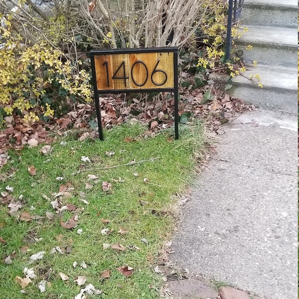 Address Stake Modern | Reclaimed Wood House Numbers for Garden ...