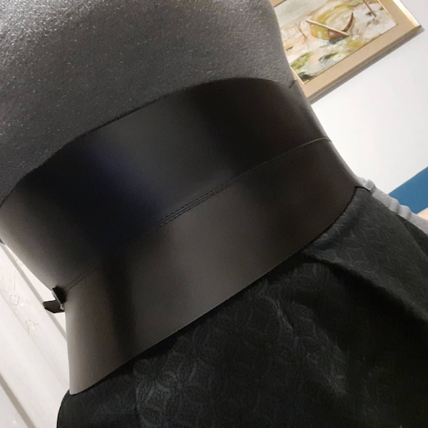 11 Cm 4 Inch Black Leather Wide Waist Belt, Maxi Oversized Buckle ...