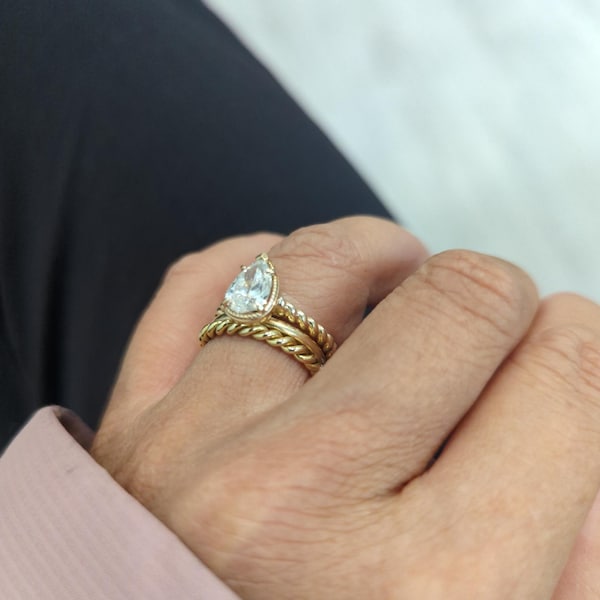 10K Solid Gold Two Color Band, Solid Gold Wedding Band , Rose - Yellow ...