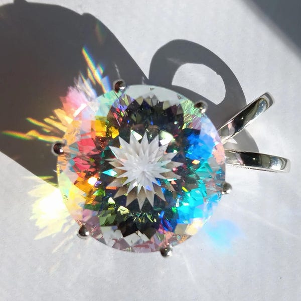 Magical Mystic Topaz Ring, Asscher Cut Stone, 925 Sterling Silver Ring ...