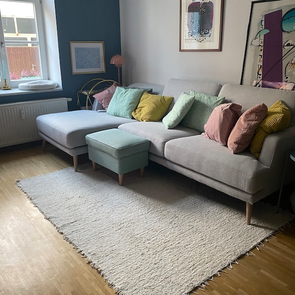 Large Cream Rug, Bedroom Rug, Cotton Rug, Living Room Rug, Bohemian ...