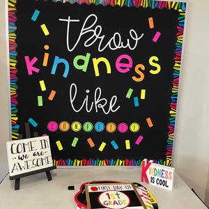 WELCOME CLASS SIGN Happy Place School Decorations Colorful Letters Door ...