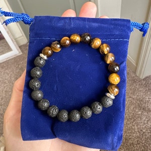 Tiger Eyes & Lava Rock Essential Oil Diffuser Bead High Quality Stretch ...