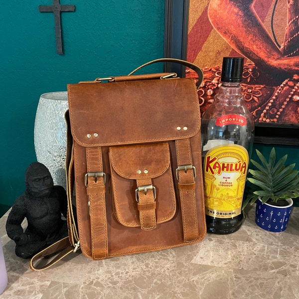 Personalized Leather Backpack for Men Women Unisex Travel Rucksack ...