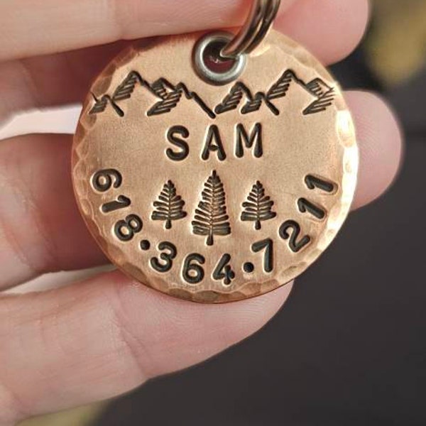 Copper Dog Tags for Dogs Personalized, Nature, Mountains, Trees - Etsy