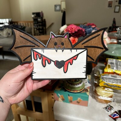 Im Batty for You Wooden Messenger Bat Decor Can Also Be Engraved on the ...