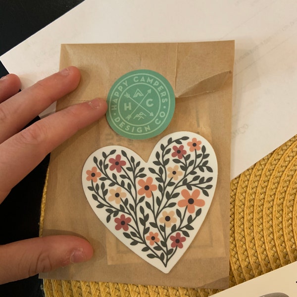 Floral Heart Sticker | Water Bottle Sticker | Car Decal | Laptop Decal ...