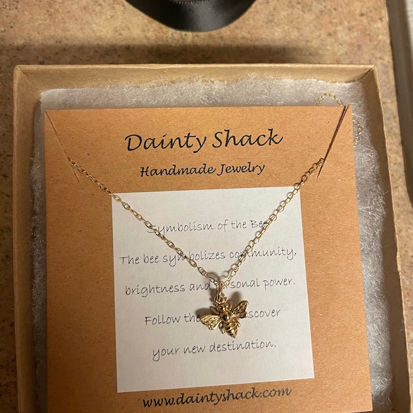 Dainty Bee Necklace - Tiny Silver, Rose or Gold Bee Jewelry, Sparkling ...