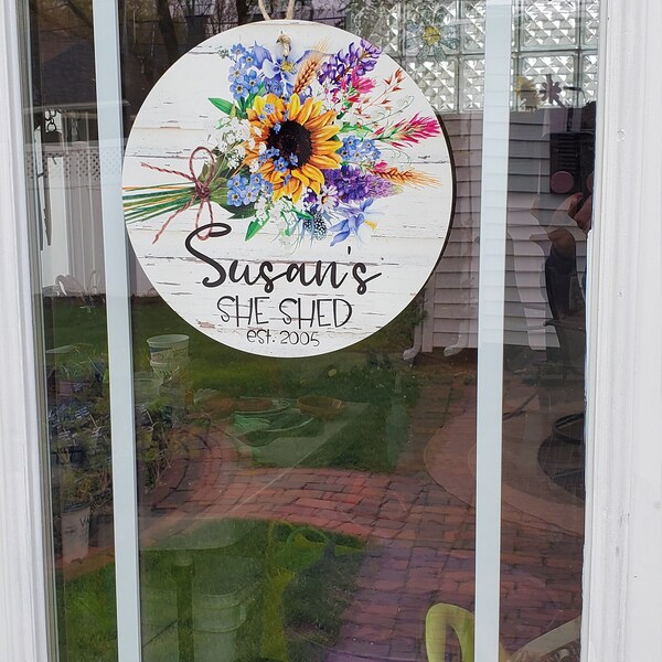 Personalized She Shed Sign, She Shed Gift, Sunflower Custom Woman's ...