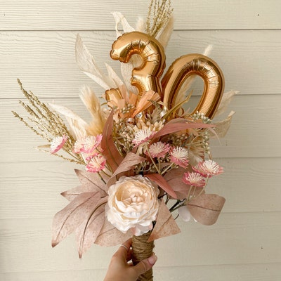 Mini Number Balloon Inflated With Cup & Stick Silver Foil Mylar With ...