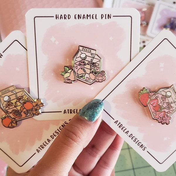 Fruit Milk Pins: Strawberry Milk | Peach Milk | Orange Milk | Milk Pins ...