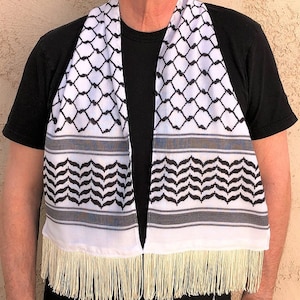 Authentic Palestinian Keffiyeh Shemagh, High Quality Hadab Hand-tied by ...
