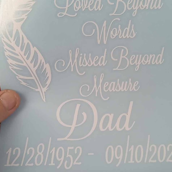 Loved Beyond Words, Missed Beyond Measure Car Decal, in Loving Memory ...