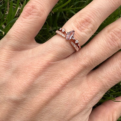 Ava Alexandrite Ring Set for Women 14K Rose Gold Filled Rings Gemstone Crystal Dainty Statement ...