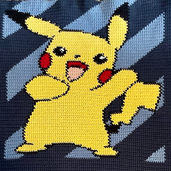Pikachu - Pokemon –– C2C –– Row by Row –– Written Instructions –– Graph ...