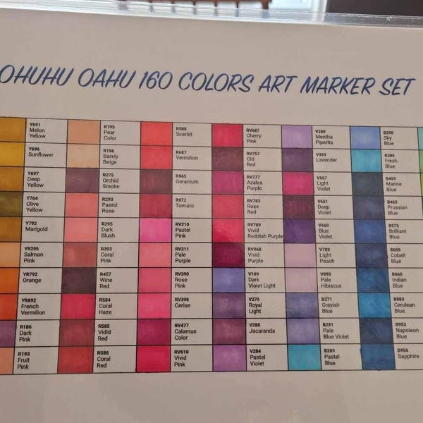 Digital PDF Ohuhu Honolulu 216 Colors Art Marker Set Swatch Template ...