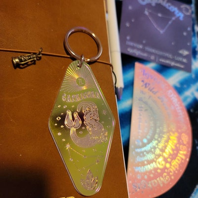 Zodiac Keychain Astrology Gift All Signs Holographic / Iridescent Motel ...