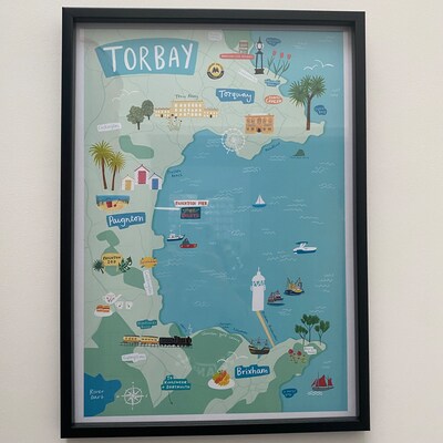 Brixham Map, Brixham Print, Brixham Print, Torbay Map, Torbay Print ...