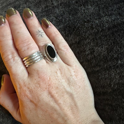 Vintage Wedding Band Stacker Design Ring Sterling Silver Round Prongset ...