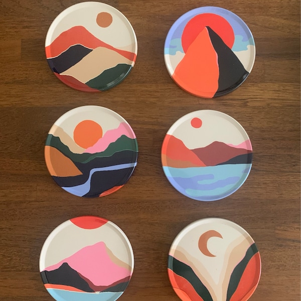 Boho Coasters | Set of 6 Drink Coasters | Abstract Art Coasters | Drink ...