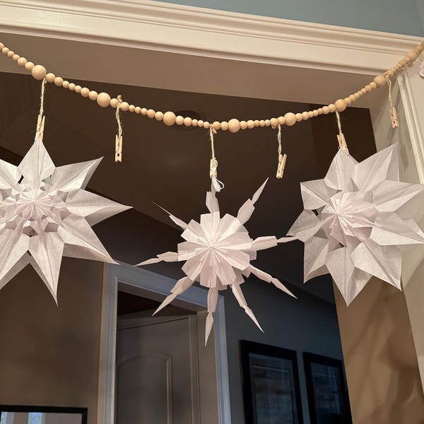 Kraft Paper Star Snowflakes Set of 5/handmade, Paper Ornament/paper Bag ...