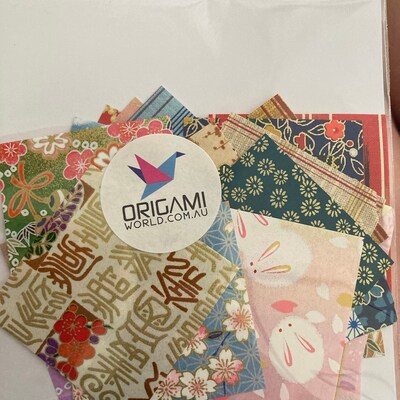 Premium Japanese Yuzen Origami Paper Purple and Green Floral With Gold ...