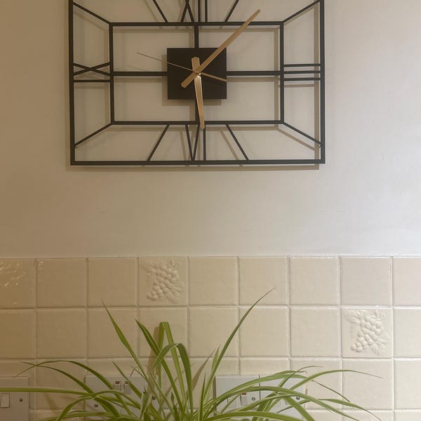 Rectangle Wall Clock, Oversized Silent Metal Wall Clock, Mantel Clock ...