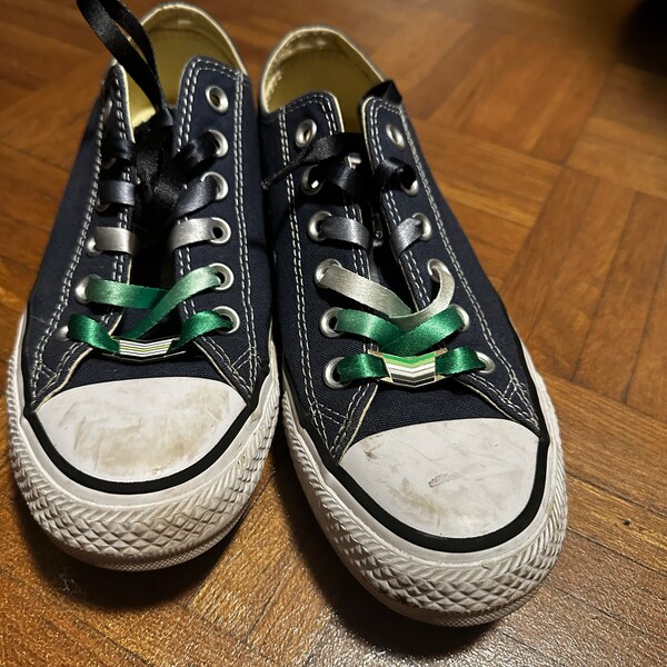 Agender Lace Locks — Subtle LGBT Pride Shoelace Enamel Badge Shoe Charm ...