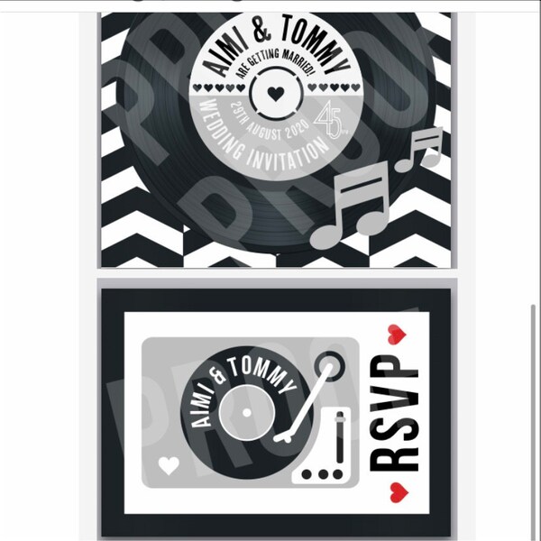 Wedding/ Party Invitations - Chevron Vinyl Record Design - Etsy