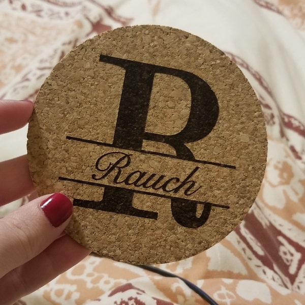 Personalized Cork Coasters Set of 4 Custom Cork Coasters, Monogram ...