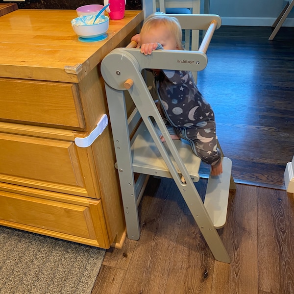 Mini Helper Kitchen Tower UP, Wooden Step Stool, Folding Learning Stool ...