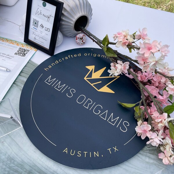 Small Business Booth Hanging Sign Your Actual Logo Round Creative Moon ...