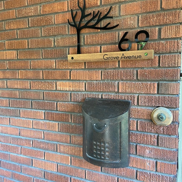 Modern House Numbers - Tree 02 Wooden & Acrylic Signs - African Teak ...