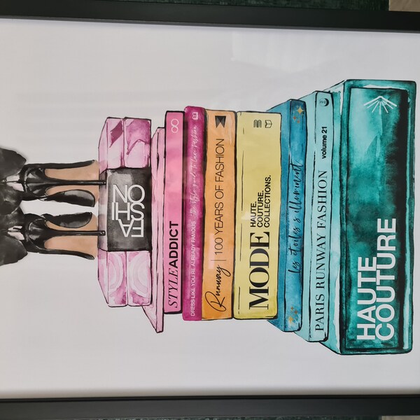 Fashion Book Stack High Heels Art Print. Pastel Rainbow Fashion Book ...