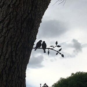 Love Birds Metal Tree Art Metal Bird Garden Steel Rusty Silver Copper ...