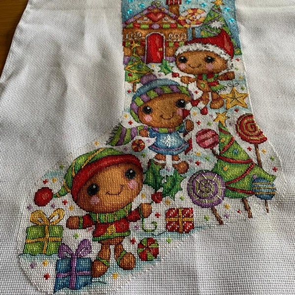 Gingerbread Christmas Stocking - Durene J Cross Stitch - DJXS2299 - Etsy