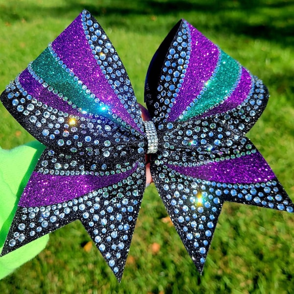 Glitter and Rhinestone Cheer Bow Black on Black - Etsy