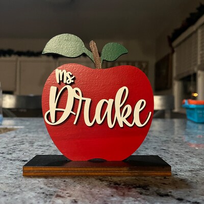Personalized Apple Name Plate, Teacher Name Plate, Back to School ...