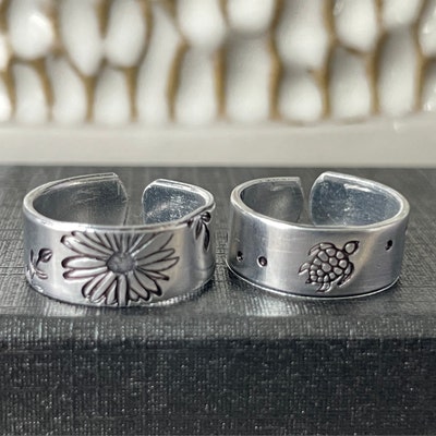 Toe Ring Floral Hand Stamped Toe Ring Adjustable Toe Ring Very Sturdy ...