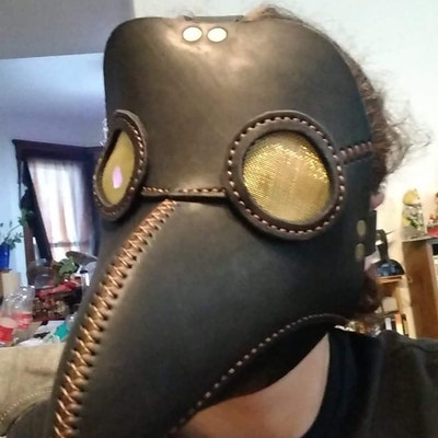 Plague Doctor Short Mask Leather Black Medieval Bird Mask - Etsy